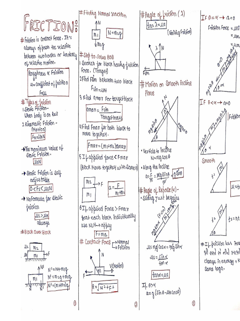 Friction One Page Notes | PDF