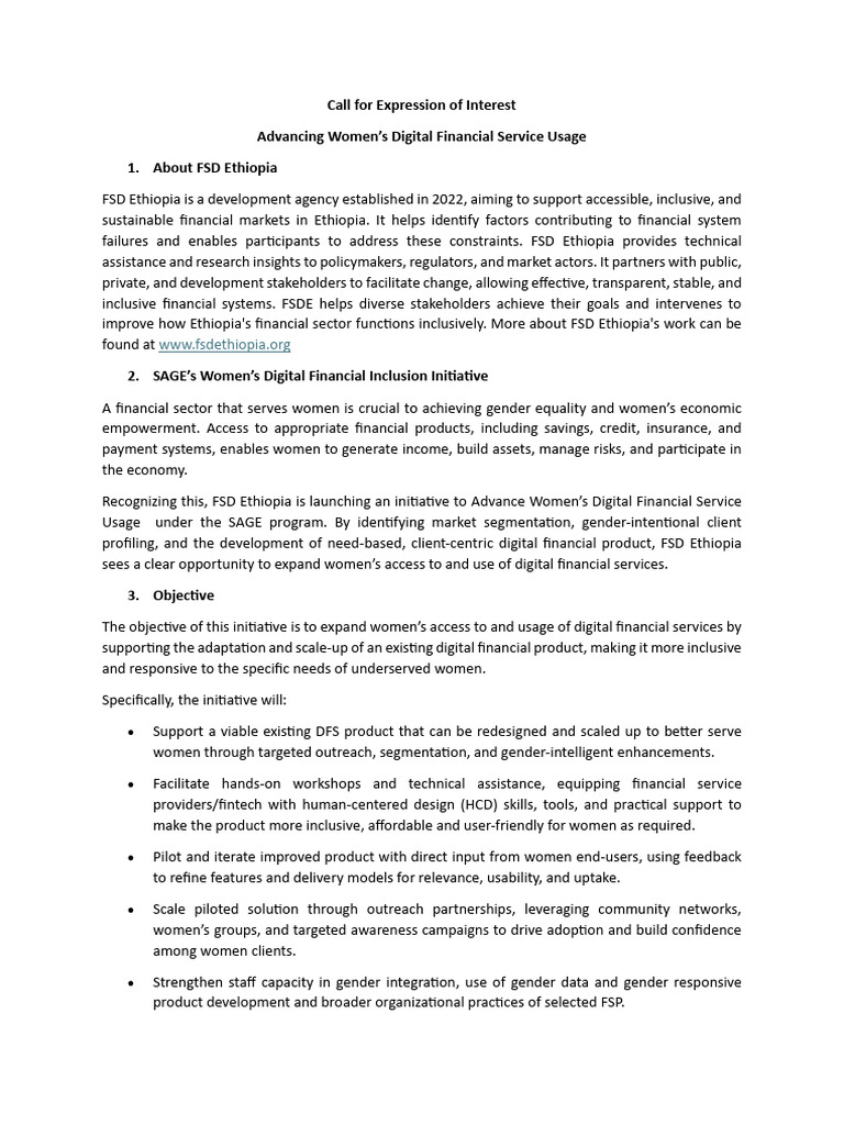 Call For Expression of Interest - Call For Expression of Interest - DFI ...