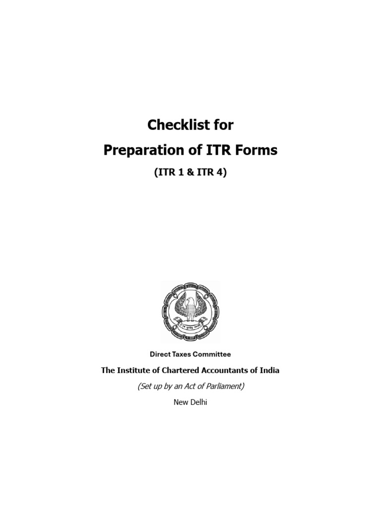 Checklist for Preparation of ITR Forms | PDF | Government Finances ...