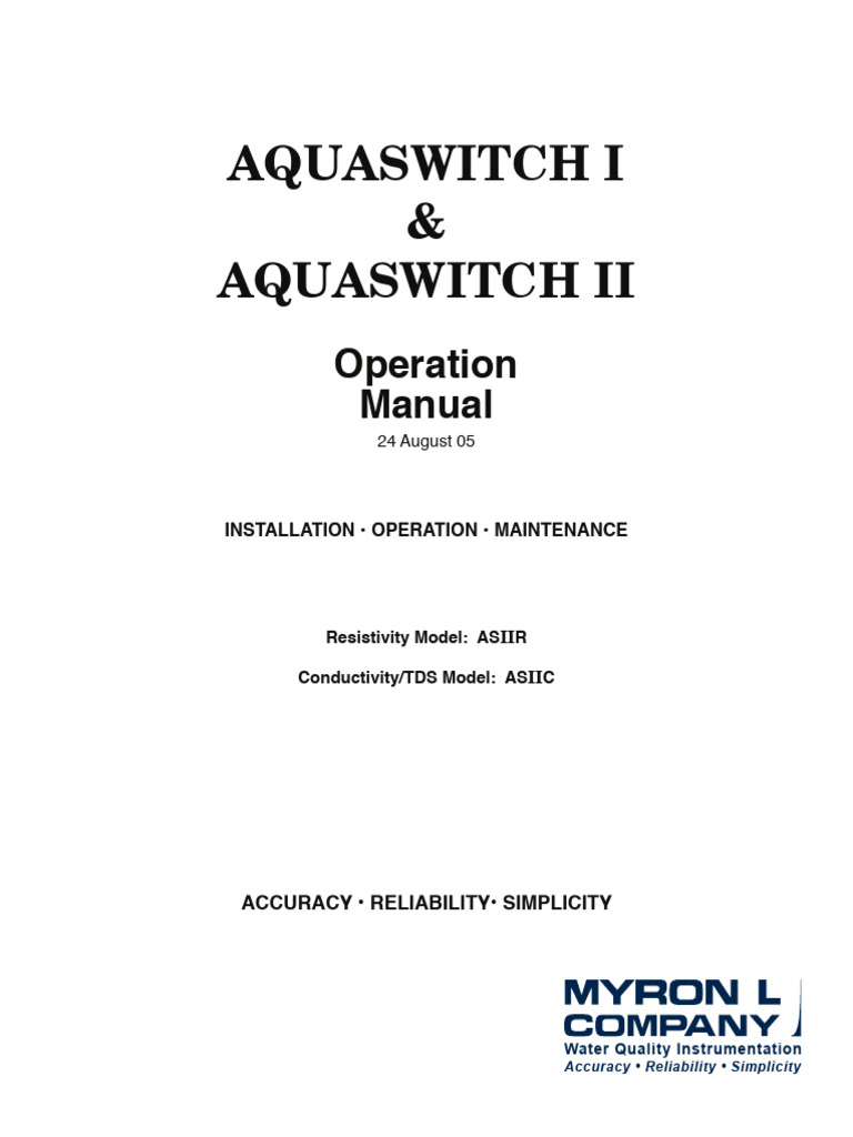 Aquaswitch_I_II_Manual | PDF | Relay | Calibration
