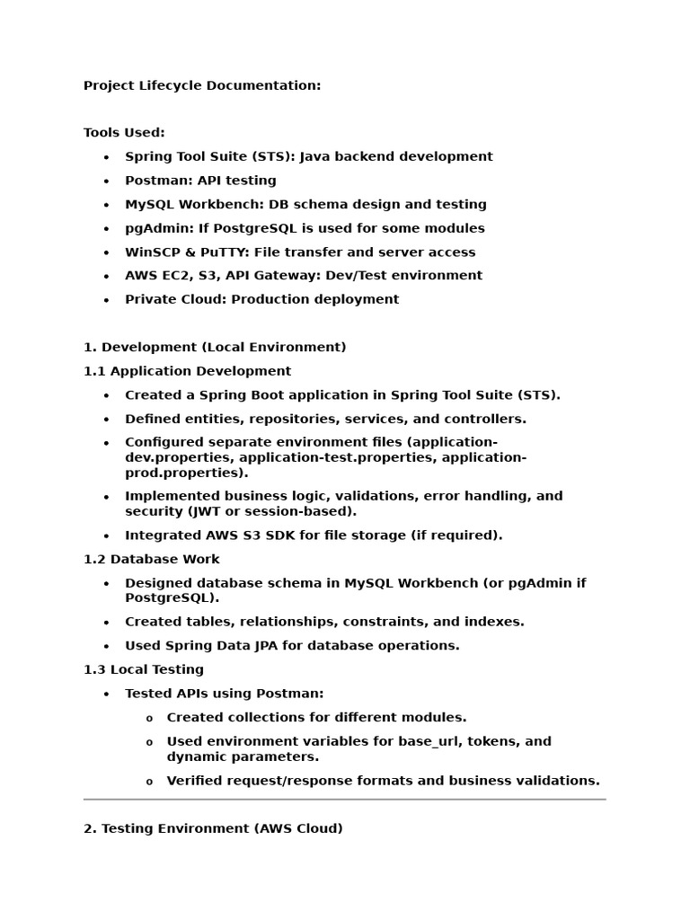 Project Lifecycle Documentation (Frontend and Backend) | PDF | Postgre ...