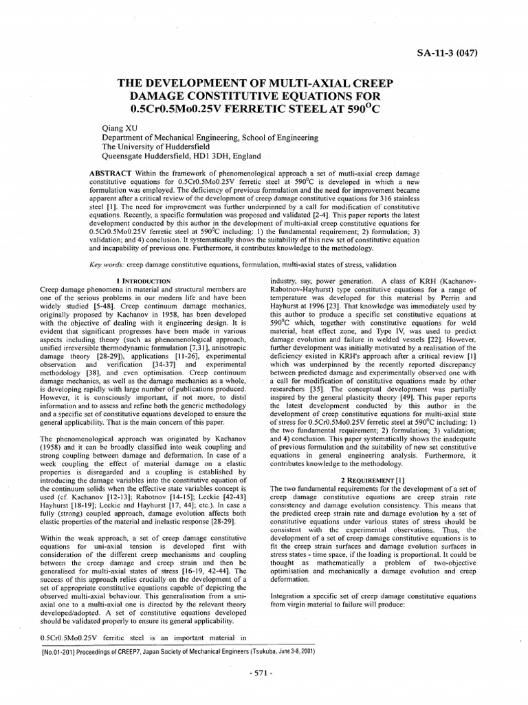 Paper-2001b-CREEP7: THE DEVELOPMEENT OF MULTI-AXIAL CREEP DAMAGE ...