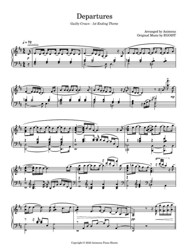 Departures - Guilty Crown ED1 - Animenz | PDF | Elements Of Music ...