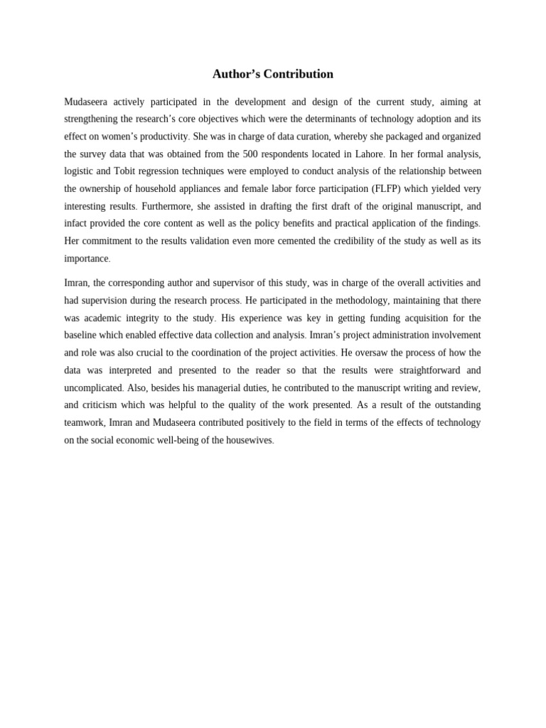 Author's Contribution | PDF