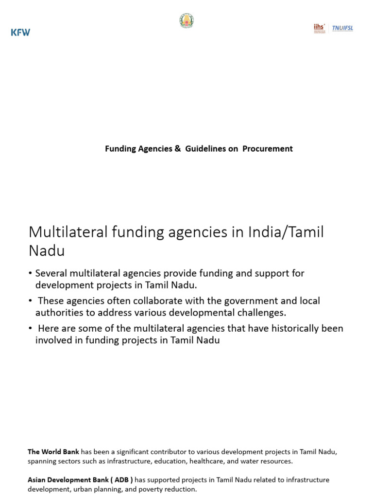 Funding Guidelines for Tamil Nadu Projects | PDF | World Bank ...