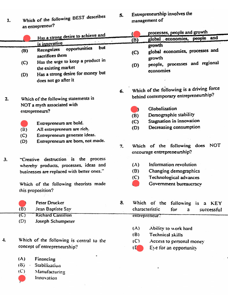 2015 - Entrep - U1 - P1 With Answers | PDF