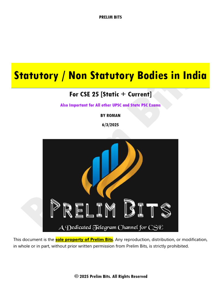 Non-Statutory Bodies in India | PDF | Public Law | Government
