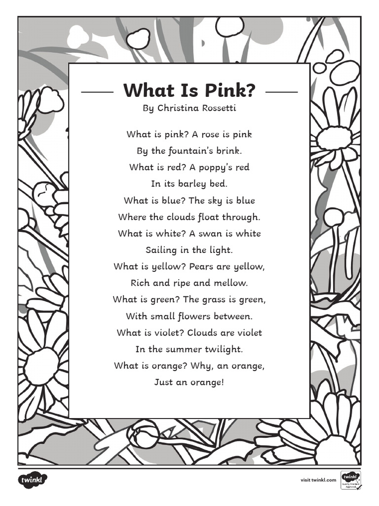What Is Pink by Christina Rossetti - Poem Print-Out | PDF