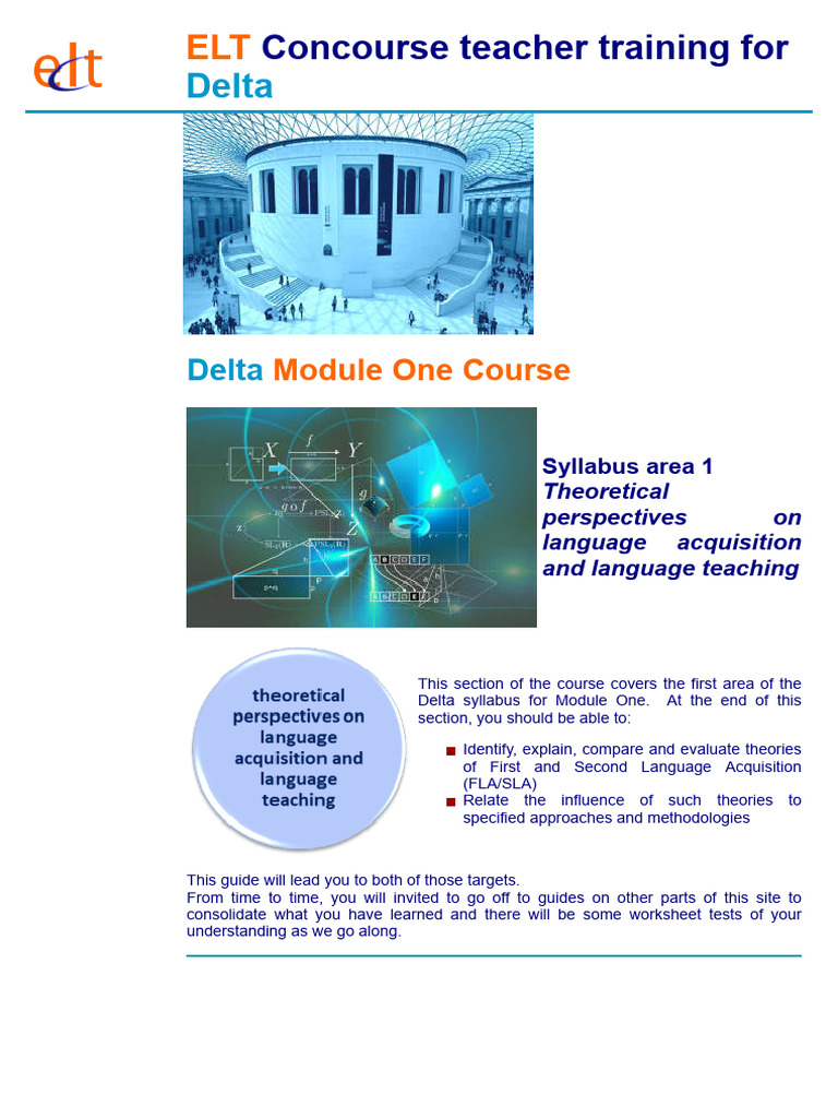 ELT Concourse Cambridge Delta Module One Preparation Course: Theoretical Perspectives | PDF ...