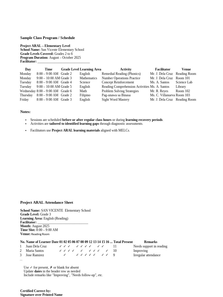 Class Program Project Aral | PDF