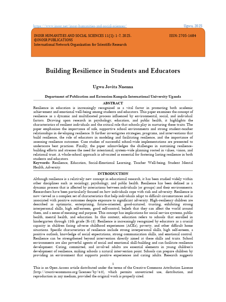 Building Resilience in Students and Educators (WWW - Kiu.ac - Ug) | PDF ...