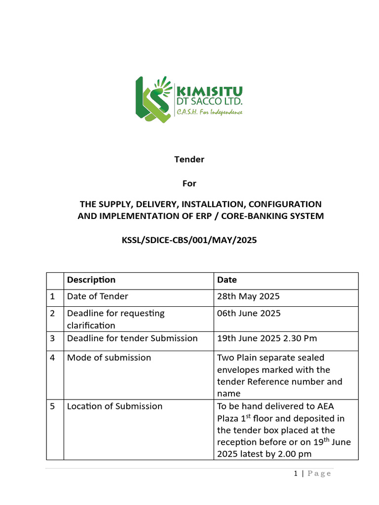 Tender For The Supply, Delivery, Installation, Configuration and ...