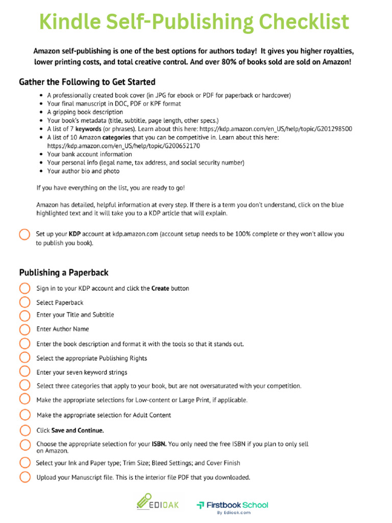 Self Publishing Checklist PDF | PDF