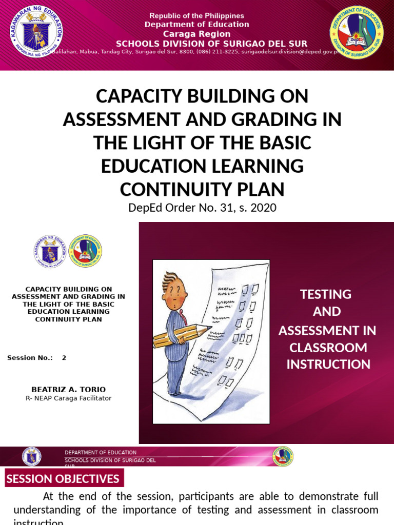 Session 2 - Principles of Testing and Assessment in Classroom ...