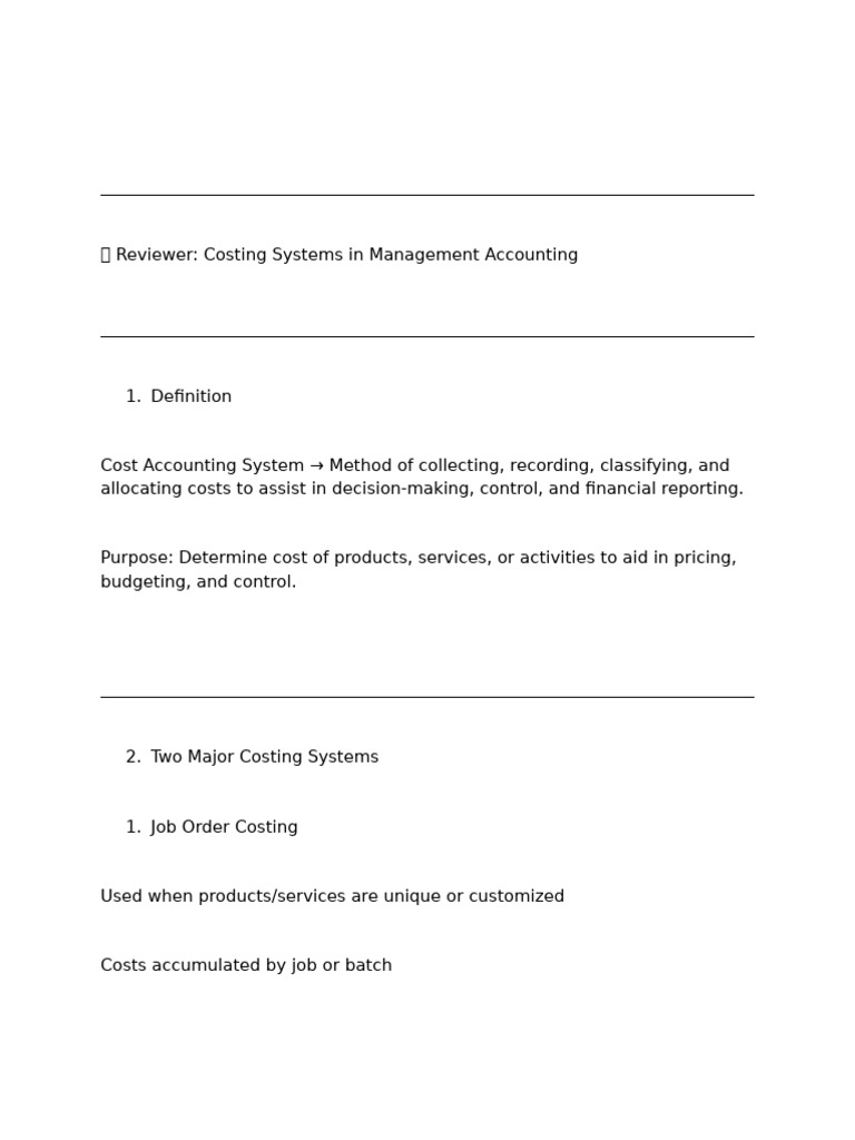 Overview of Costing Systems in Accounting | PDF | Economies | Business ...