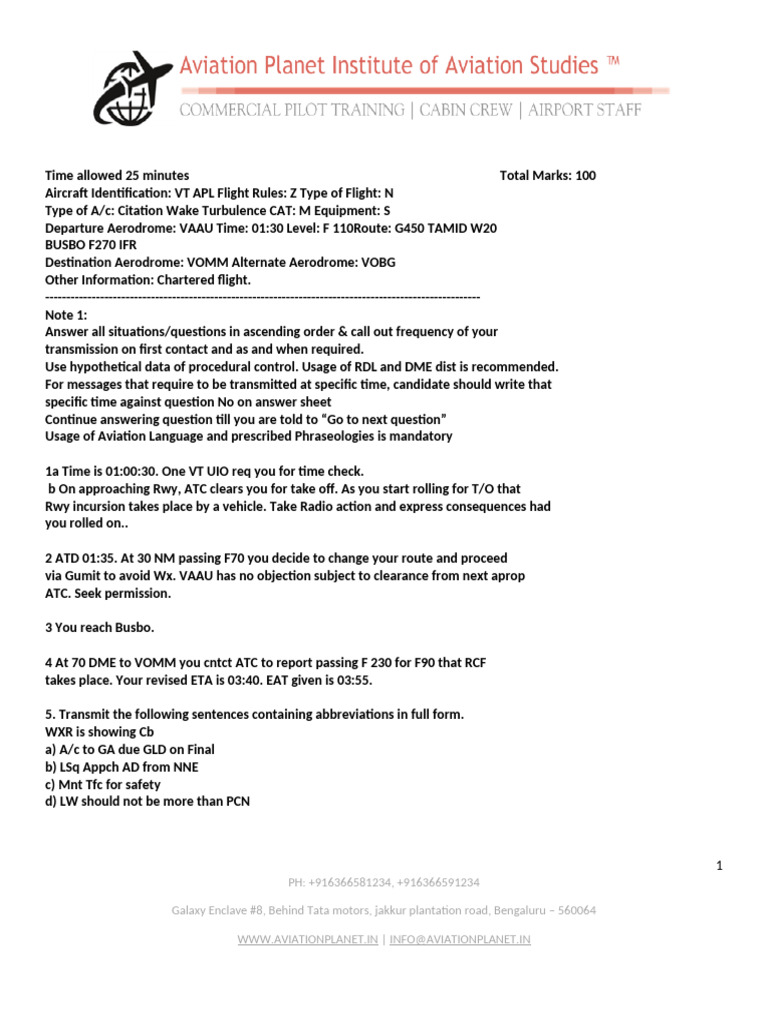 Aviation Communication Scenarios for Training | PDF | Instrument Flight ...