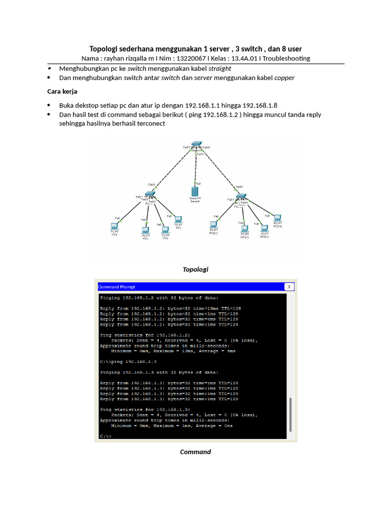 Topologi Sederhana dengan 1 Server dan 3 Switch | PDF