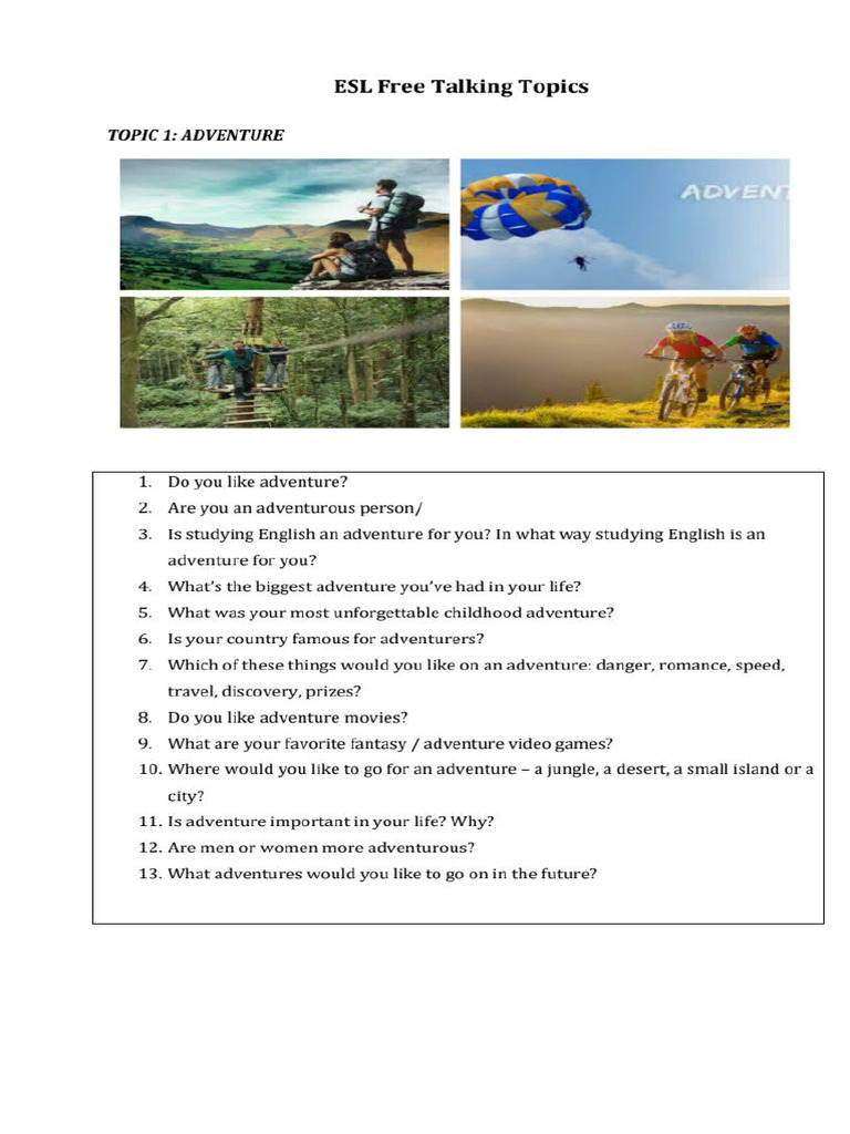 Esl Free Talking Topics PDF | PDF