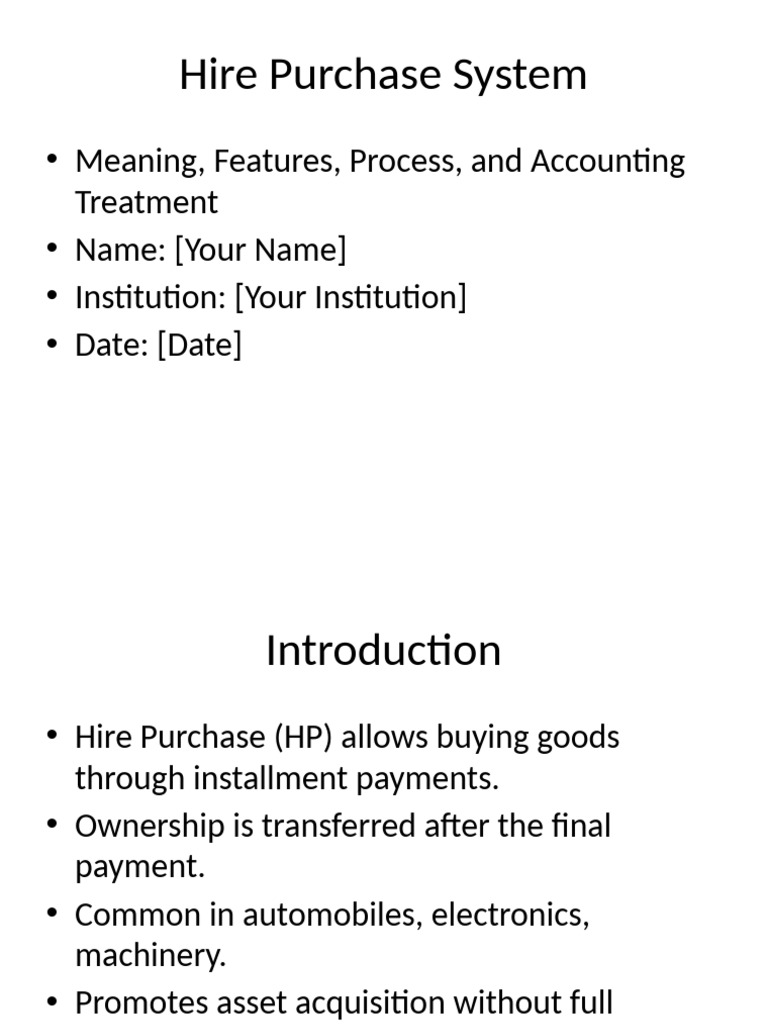 Hire Purchase System | PDF | Business | Money