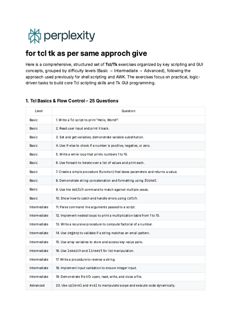 For TCL TK As Per Same Approch Give | PDF | String (Computer Science) | Numbers