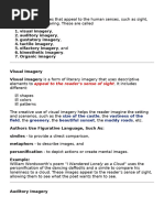 Understanding Five Types of Imagery | PDF | Senses | Taste