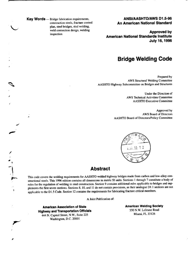 AWS D1.5 (Bridge Welding Code-1996) | PDF
