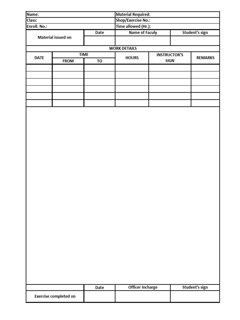 Job Sheet Template Example | PDF