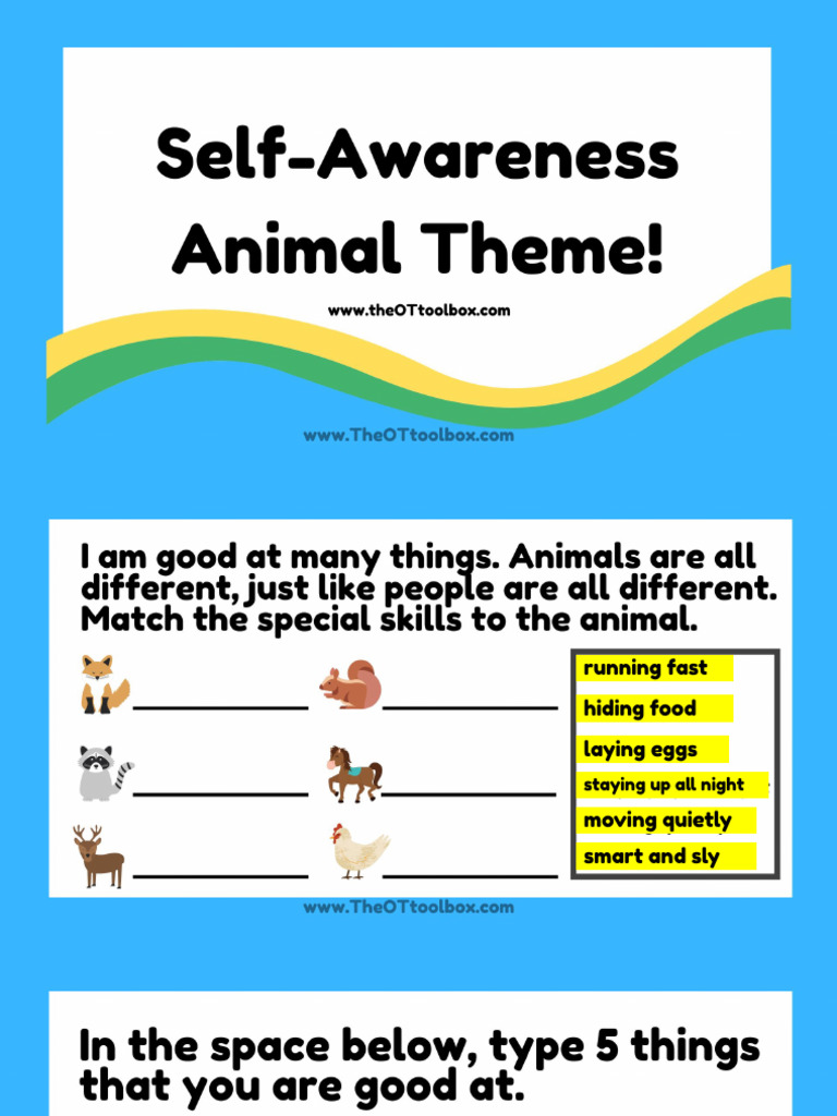 Self-Awareness Activities-Animal Theme | PDF