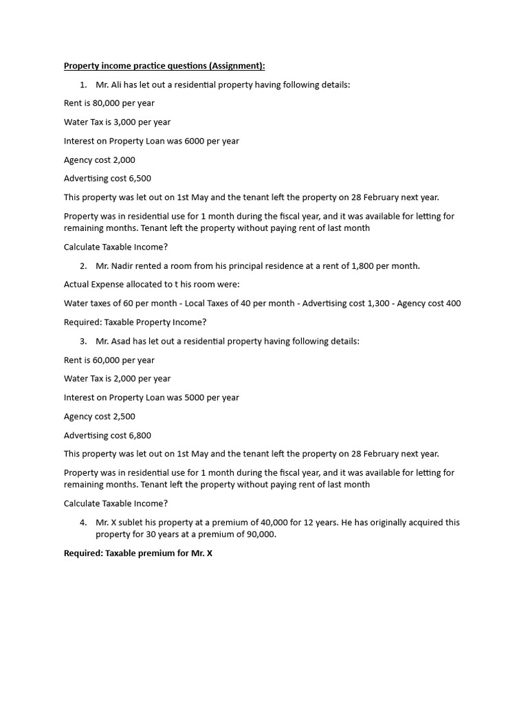 Property Income Tax Calculation Guide | PDF