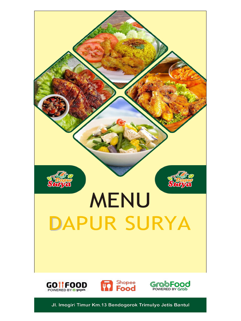 Menu Dapur Surya Imogiri | PDF