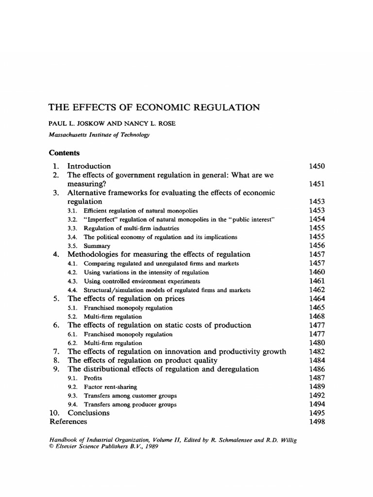 Measuring Economic Regulation Effects | PDF | Monopoly | Market (Economics)