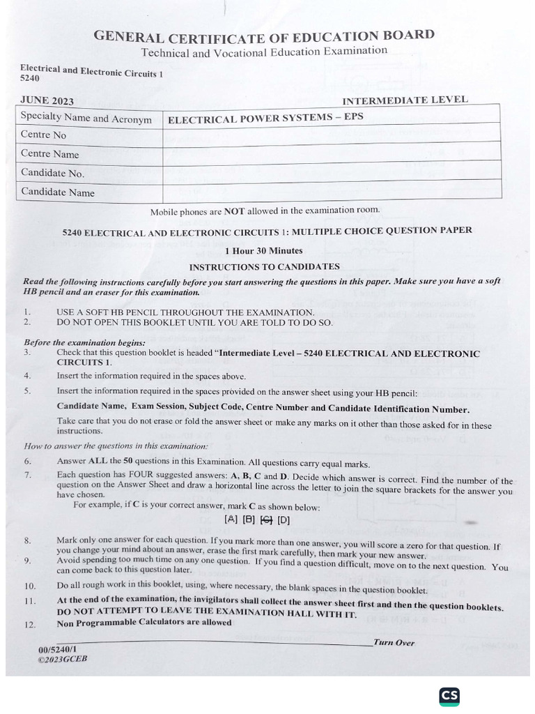 5240 Elect & Eln Circuit 1 | PDF