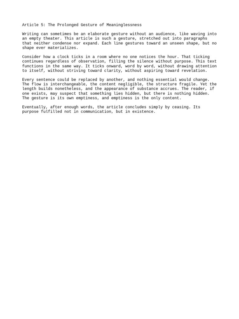 Dummy Lecture 5 - The Prolonged Gesture of Meaninglessness | PDF