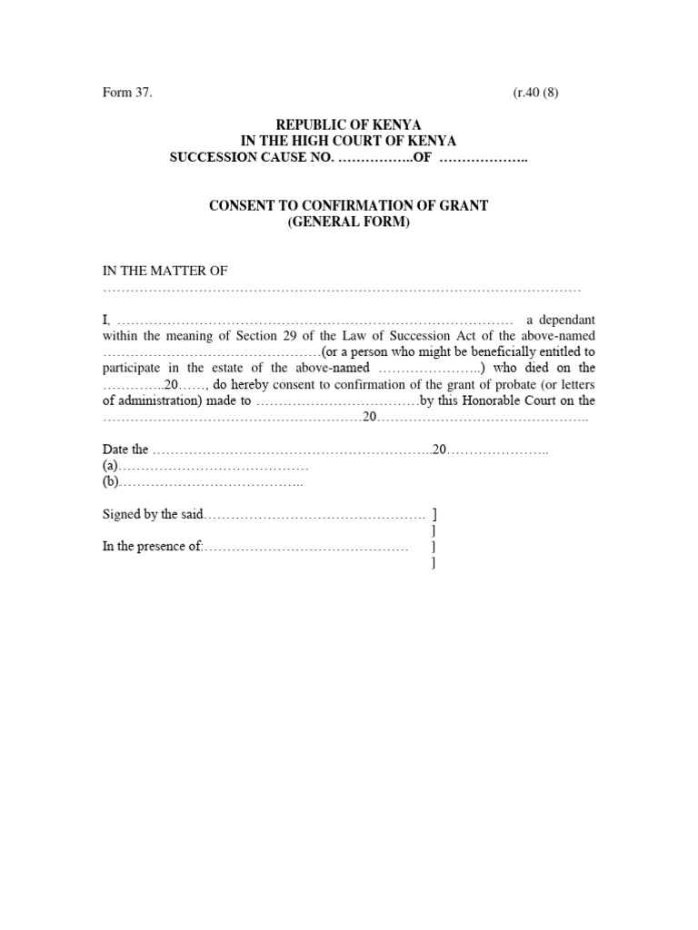 Consent to Confirm Grant - Form 37 | PDF