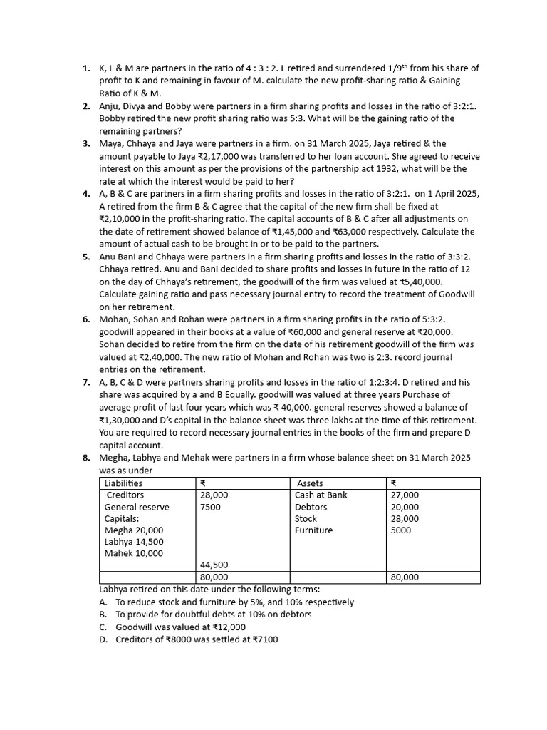 Retirement Calculations for Partners | PDF | Balance Sheet | Goodwill ...
