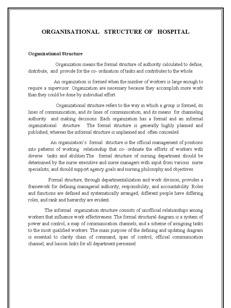 Organisational Structure of Hospital | PDF