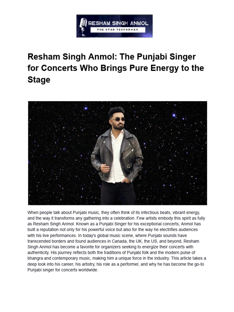 Resham Singh Anmol: Punjabi Concert Star | PDF | Performing Arts