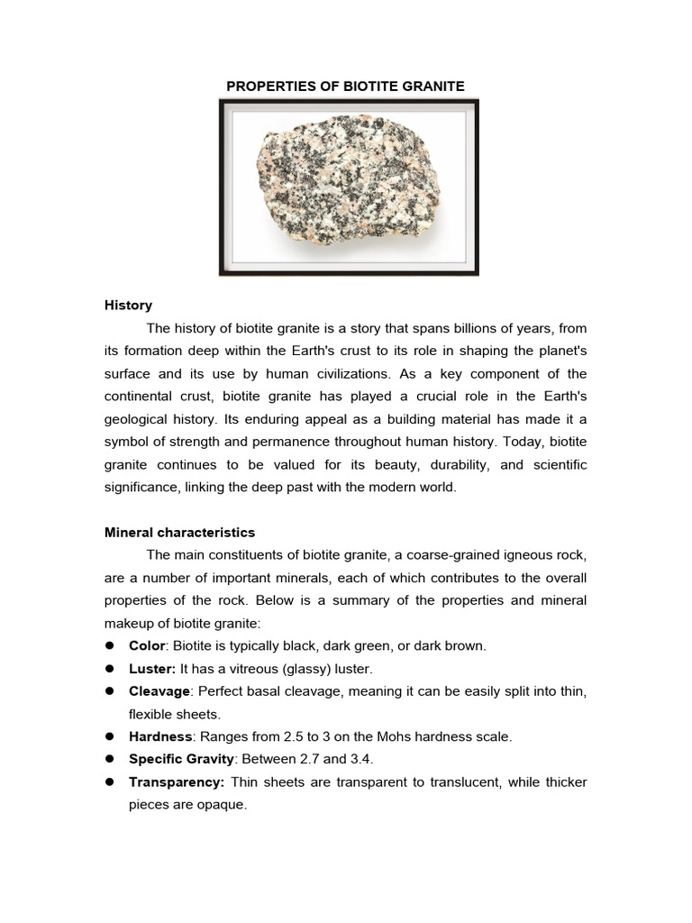 Biotite Granite: Properties and Uses | PDF | Granite | Minerals
