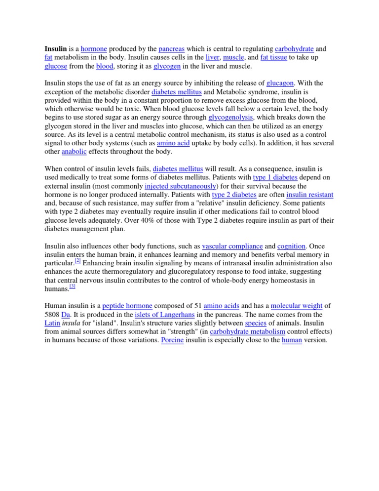 Insulin | PDF | Insulin | Diabetes Mellitus