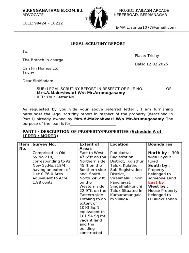 Mrs.A.Makeshwari LSR 12.022025 | PDF | Mortgage Law | Land Law