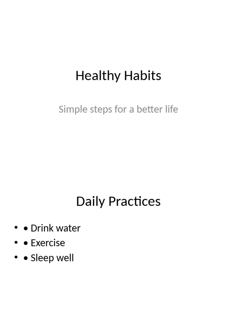 Healthy Habits Presentation | PDF
