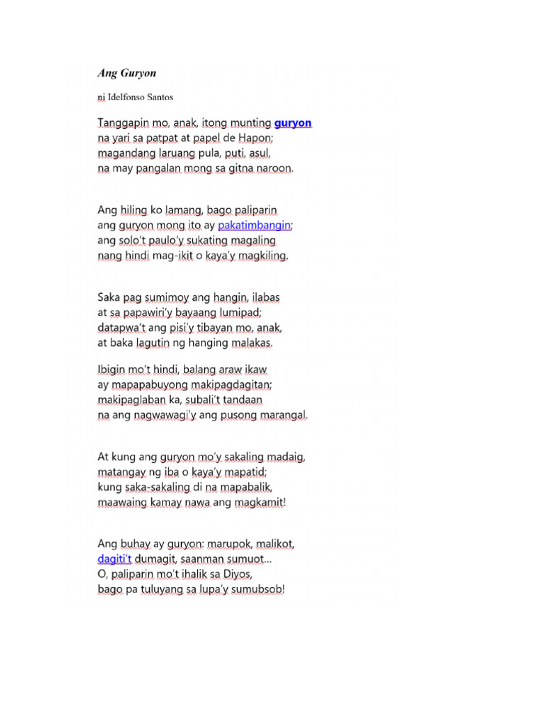 Ang Guryon Ni Idelfonso Santos | PDF