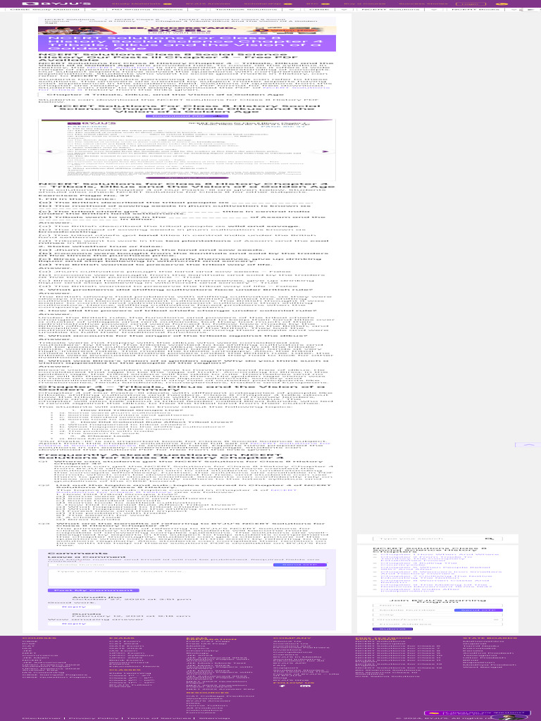 NCERT Solutions For Class 8 History Social Science Chapter 4 Tribals ...