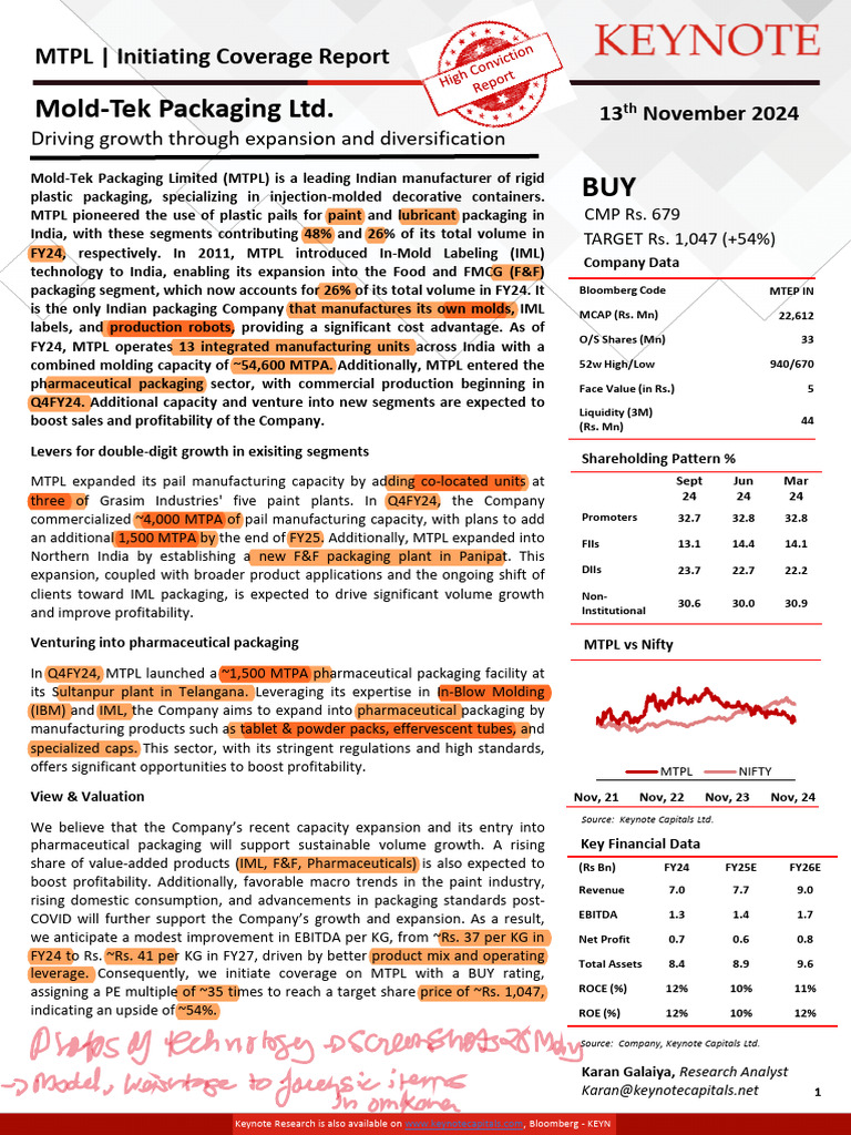 Mold-Tek Packaging Growth Insights | PDF | Plastic | Secondary Sector ...