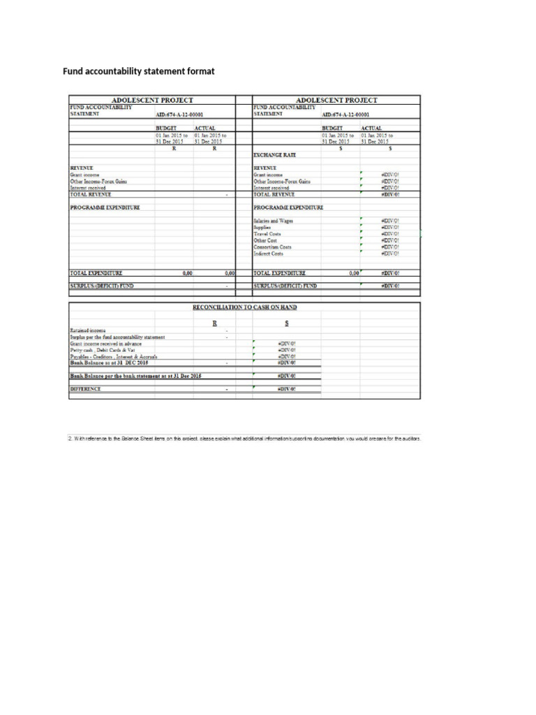 Fund Accountability Statement Format | PDF