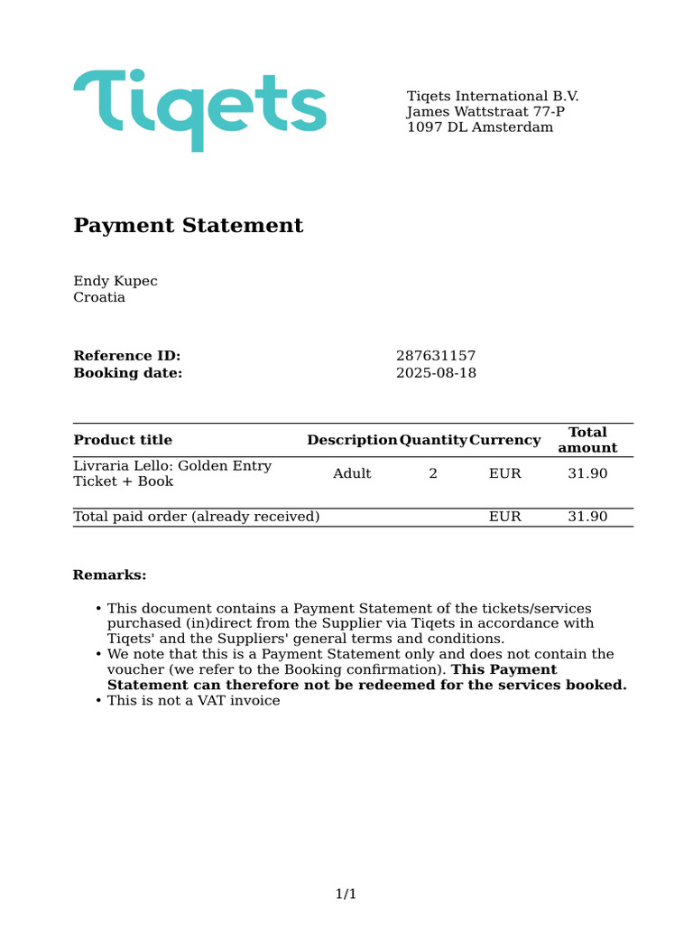 Proof of Payment 287631157 | PDF