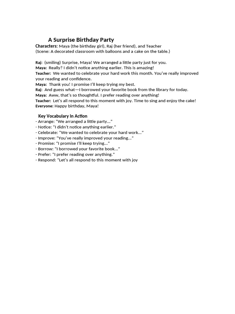 A Surprise Birthday Party | PDF