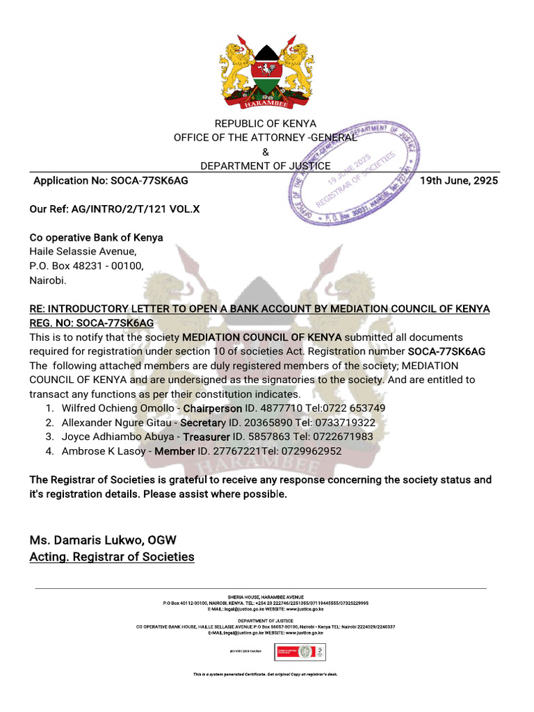 Introductory Letter for Bank Account | PDF