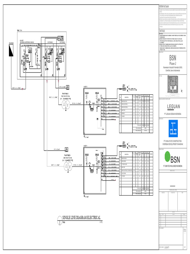 Single Line Diagram System Electrical BSN | PDF