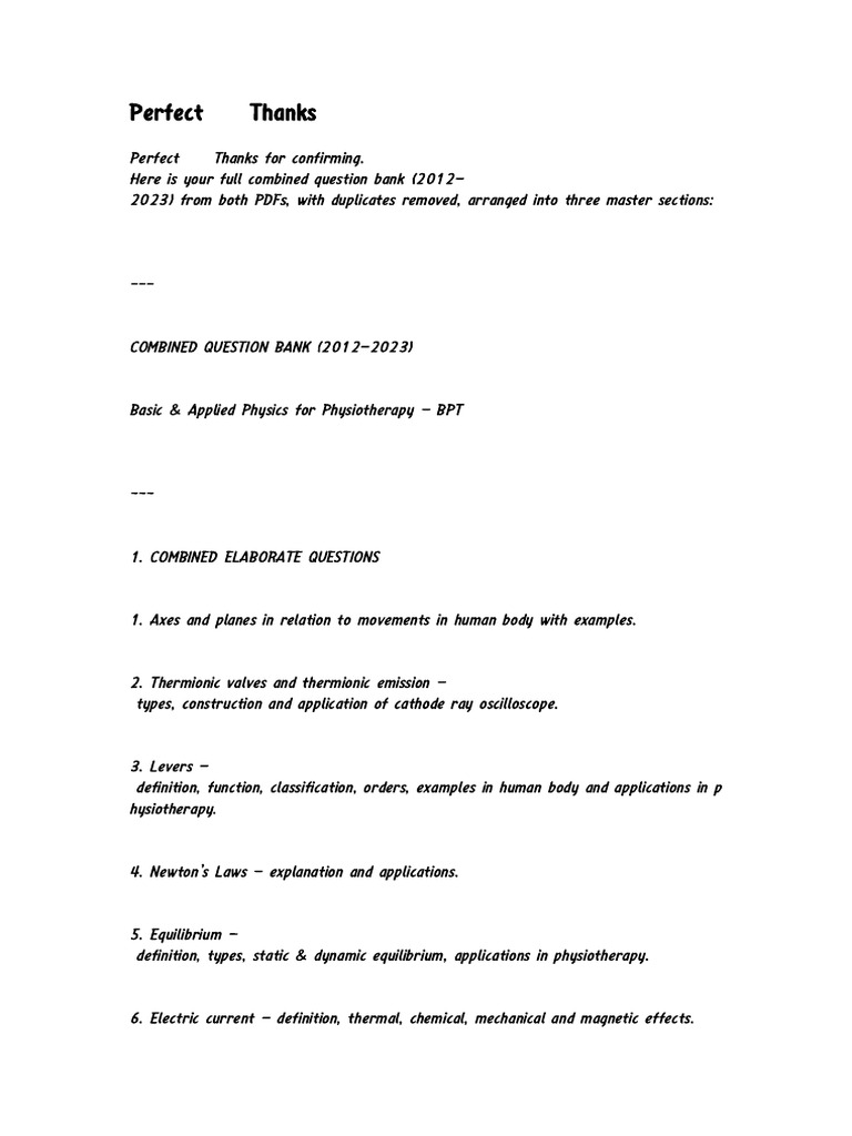 Physics QN Bank | PDF